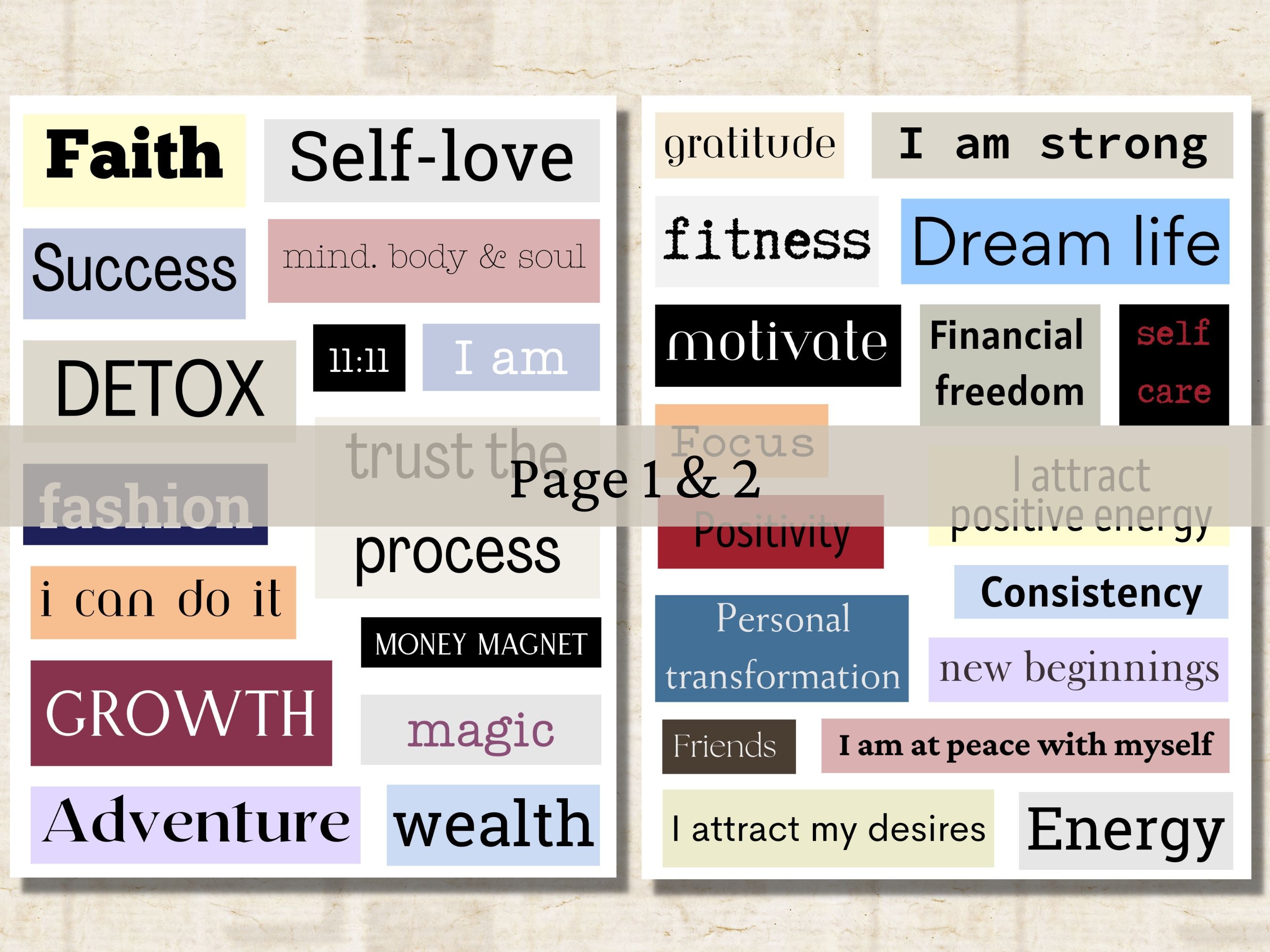 Vision Board Words , Printable Vision Board Kit , Magazine Word Cut Out ...