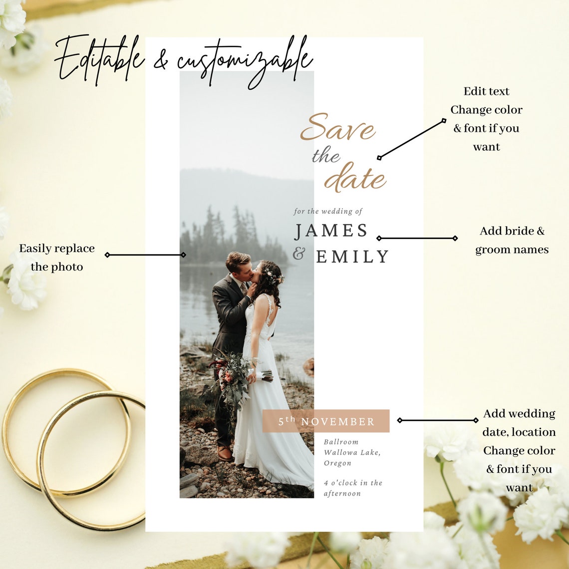 Elegant Wedding Evite Template Wedding Digital Invitation | Etsy