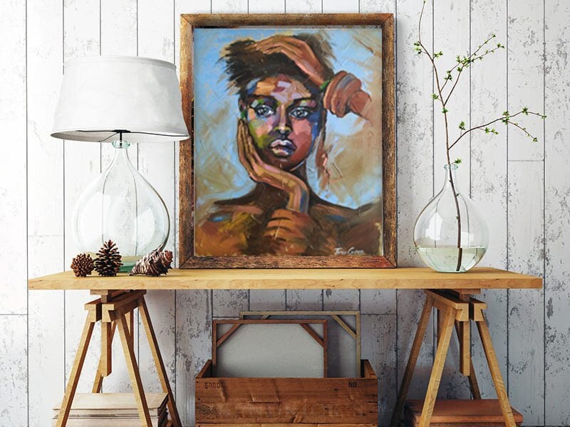 Painting colored Woman 2021 Afro Art, Abstraction. Canvas on Stretcher ...