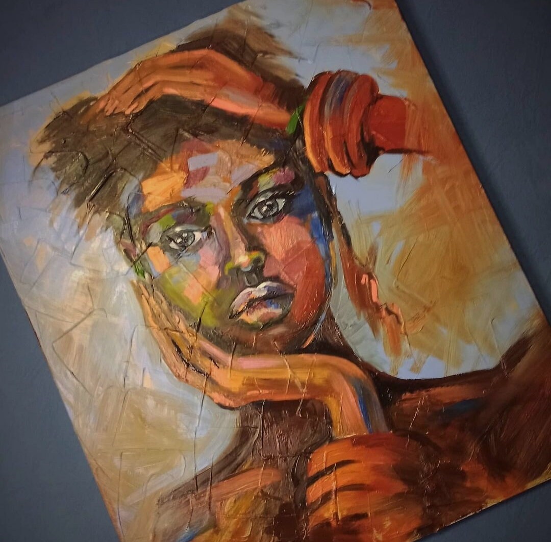 Painting colored Woman 2021 Afro Art, Abstraction. Canvas on Stretcher ...
