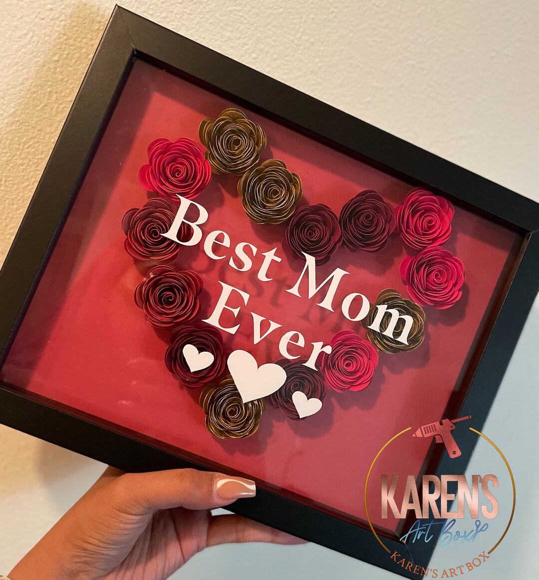 Rose Heart Outline Shadow Box | Personalized Shadow Box | Rose Shadow ...