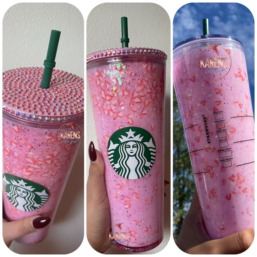 Original Strawberry Pink Drink Snowglobe Tumbler | Custom Starbucks ...