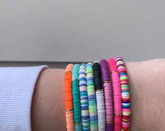 Ocean Stack Preppy Clay Bead Bracelets Trendy Cute Summer Stackable ...