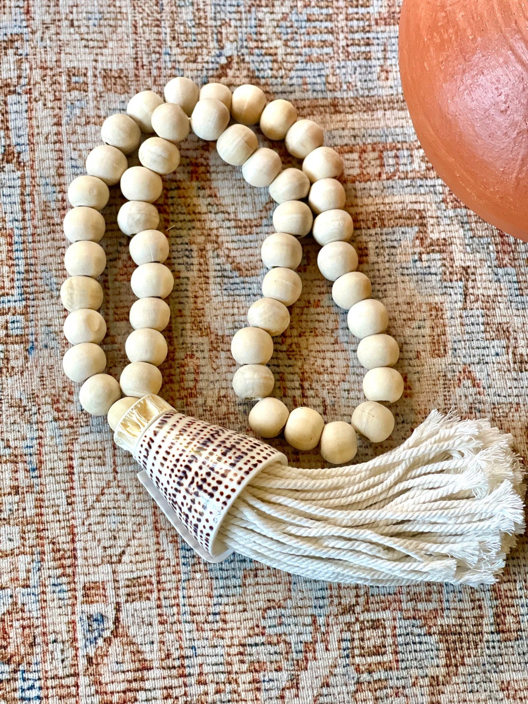 Conus Shell Beaded Tassel Decorative Tassel Large Wood Decor - Etsy