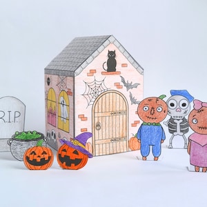 Haunted House Paper Craft Activity for Kids, Printable Sheets, Instant ...