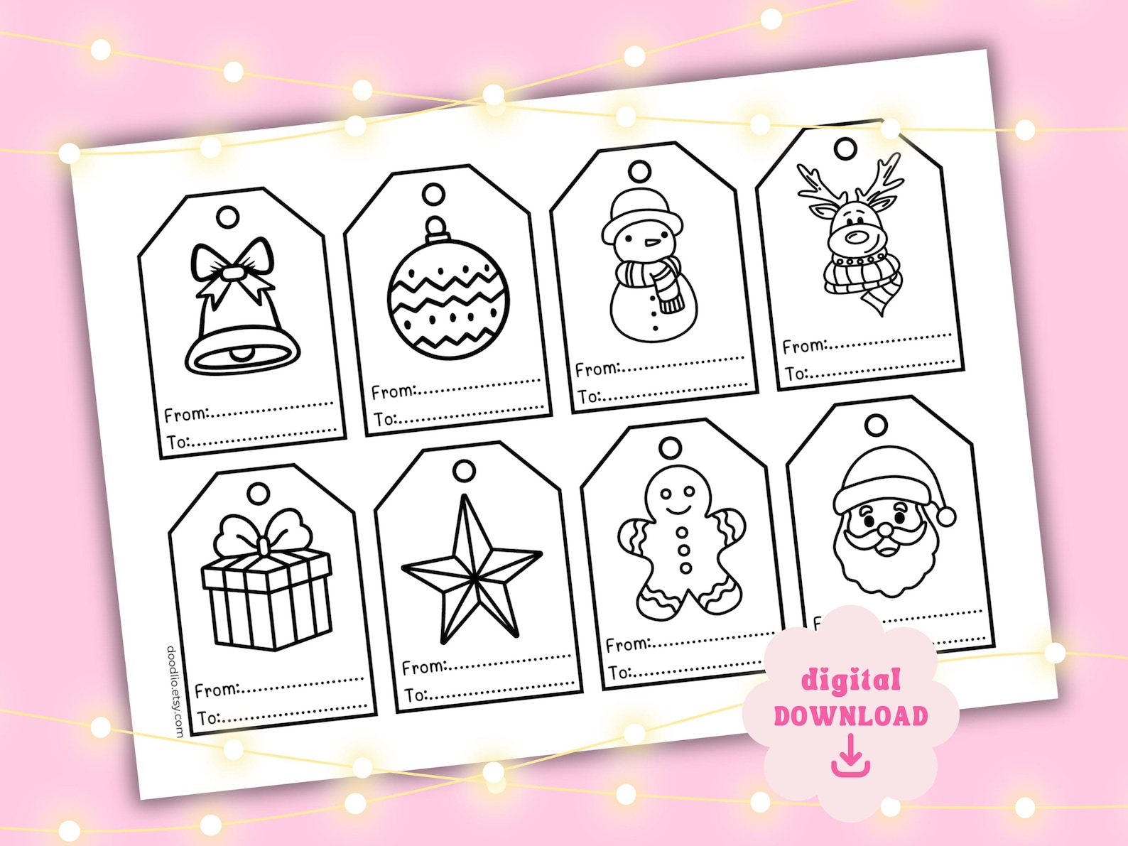 Christmas Coloring Gift Tags - Digital Download - Etsy