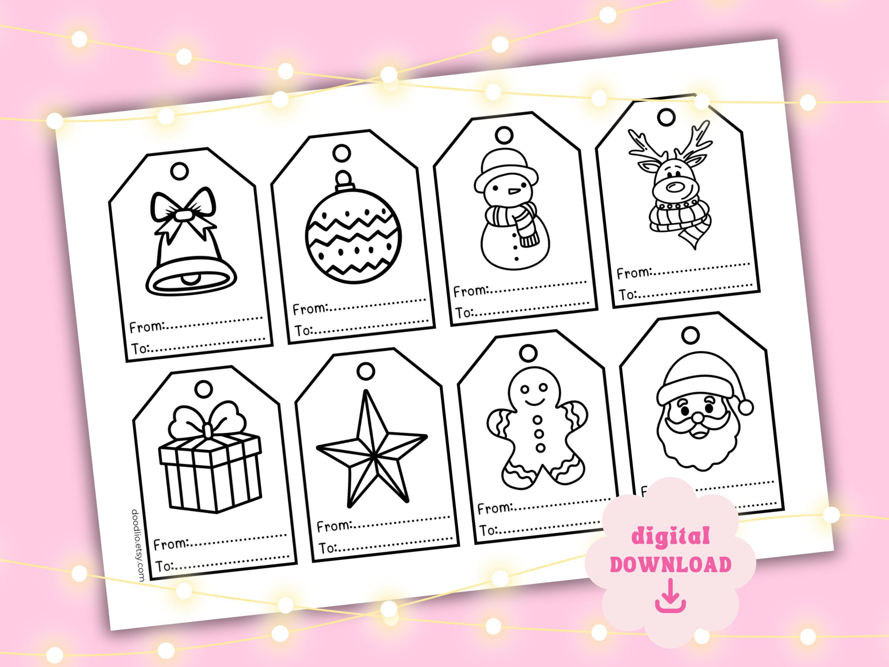 Christmas Coloring Gift Tags - Digital Download - Etsy