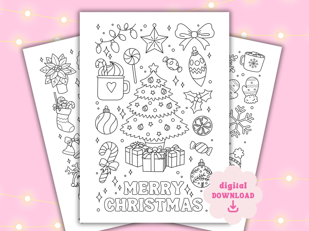 Christmas Coloring Pages for Kids and Adults | Instant Download | Easy ...