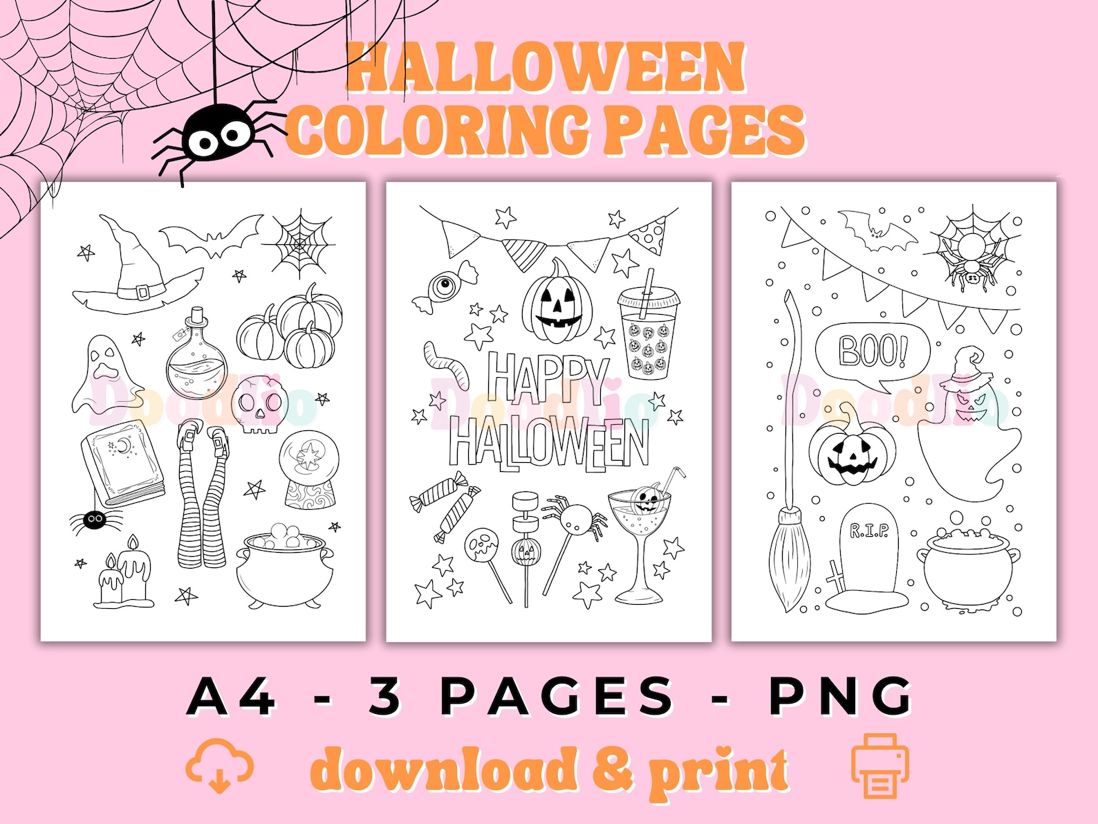 Halloween Coloring Pages for Kids and Adults, Printable Coloring Sheets ...