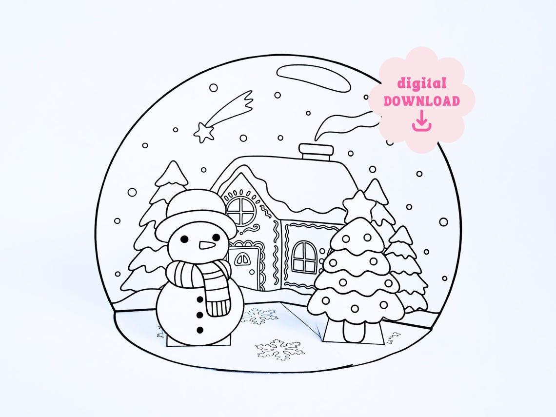 Christmas Snow Globe Craft - Printable PDF, Christmas Coloring Page for ...
