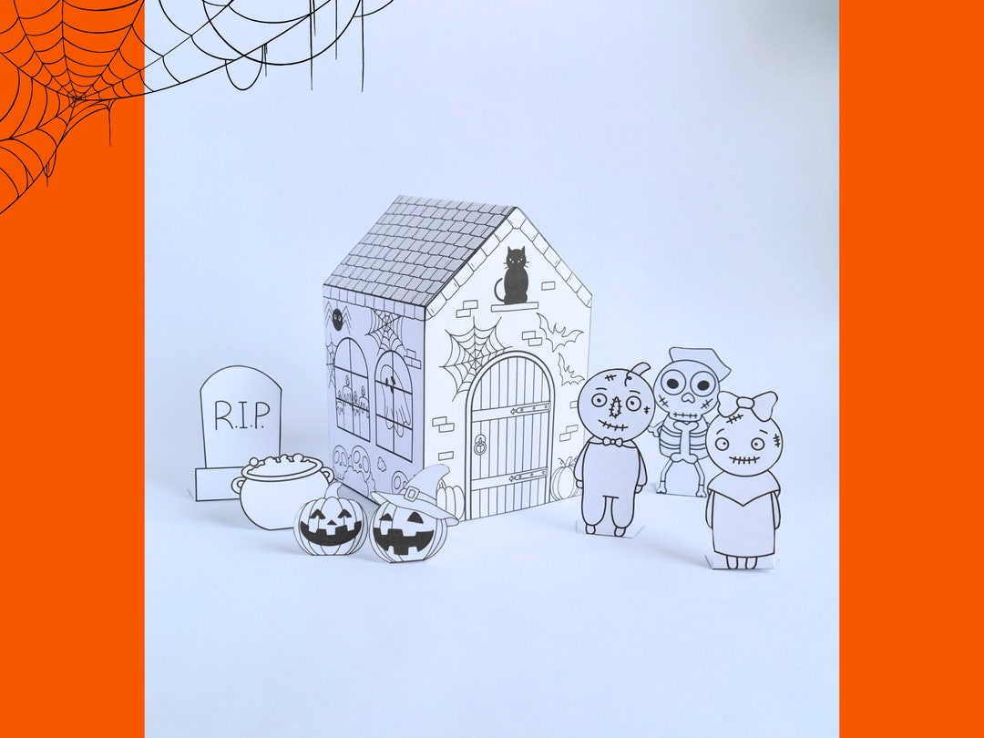 Haunted House Paper Craft Activity for Kids, Printable Sheets, Instant ...