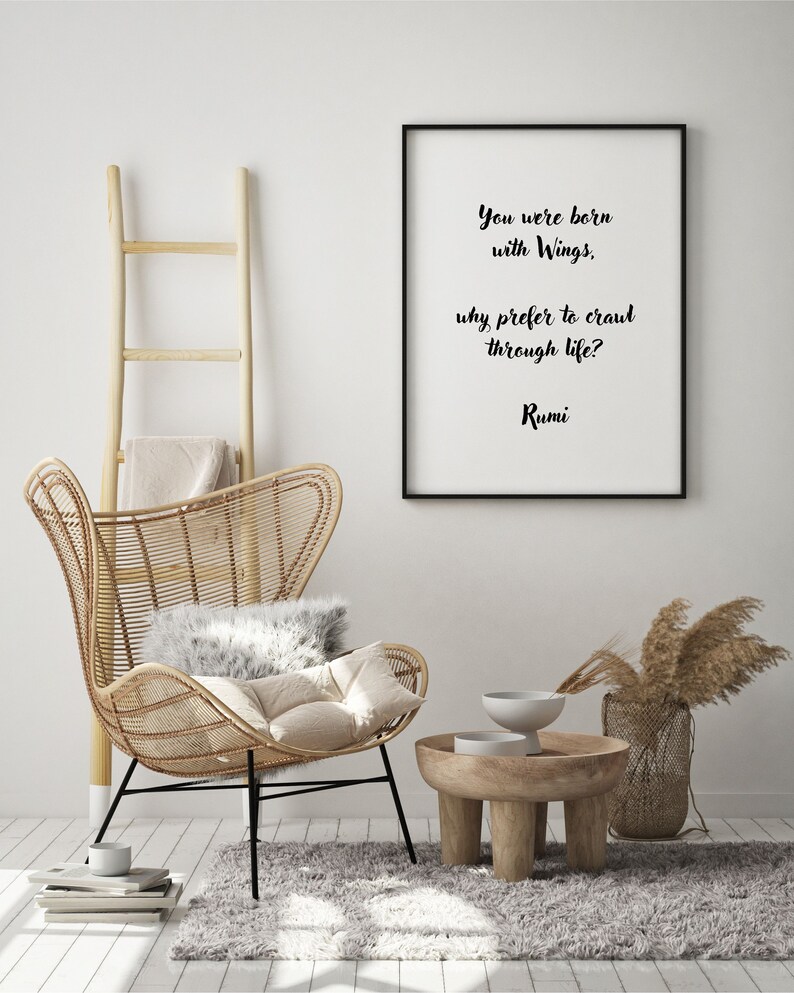 PRINTABLE Rumi Inspirational Quote, Rumi You Were Born With Wings, Why ...