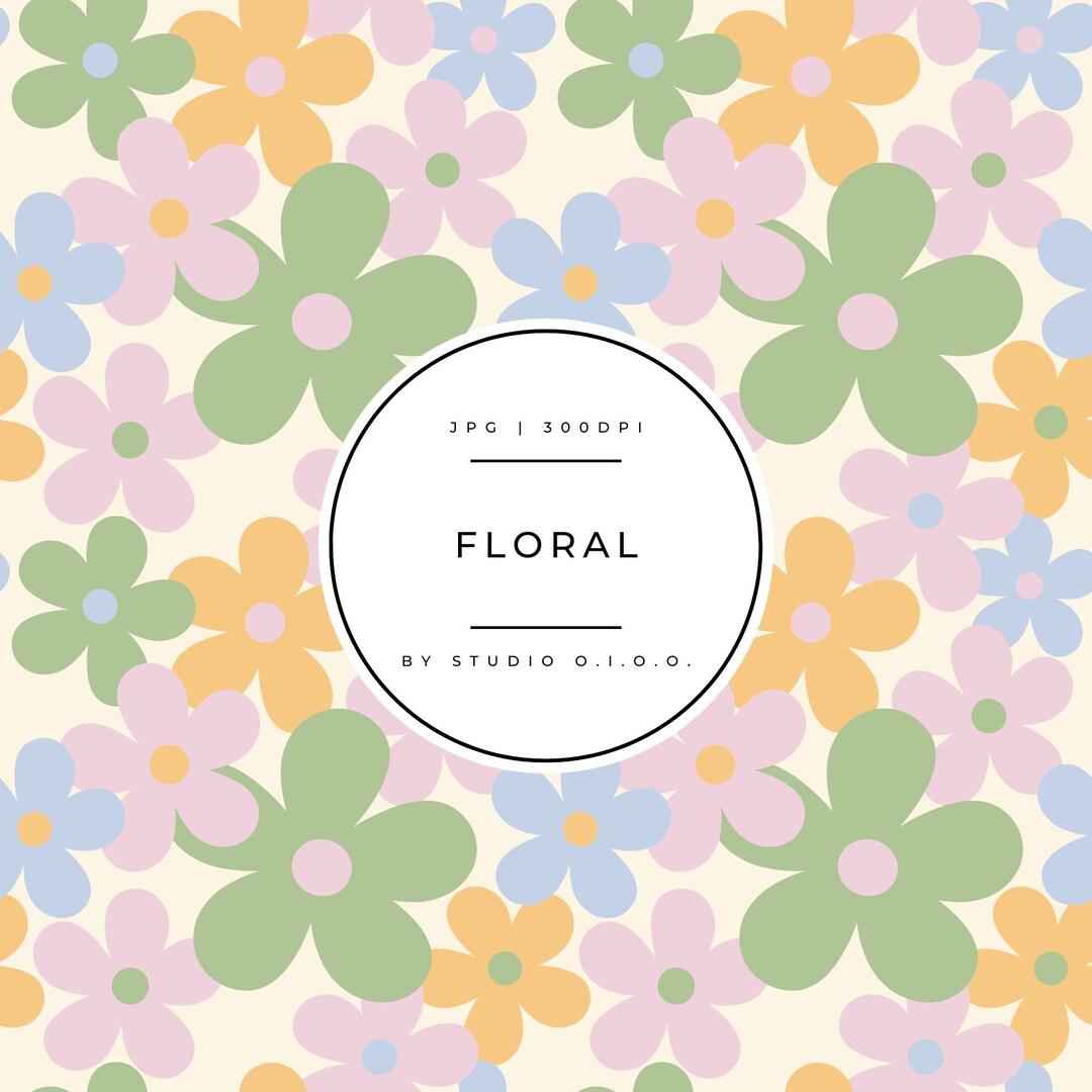 Boho Retro Flowers Seamless Pattern Floral Repeat Pattern JPG Danish ...