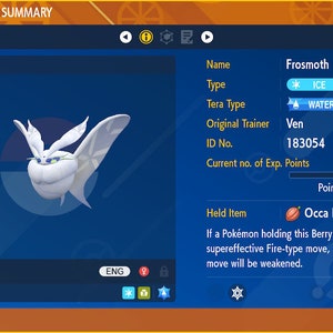 Shiny/non-shiny Snom/frosmoth 6IV - Pokémon Scarlet/violet (100% Legal ...