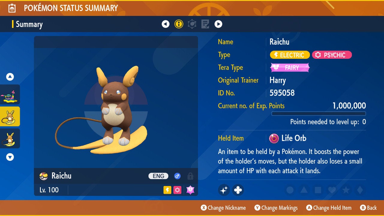 Shiny Raichu Pokemon X