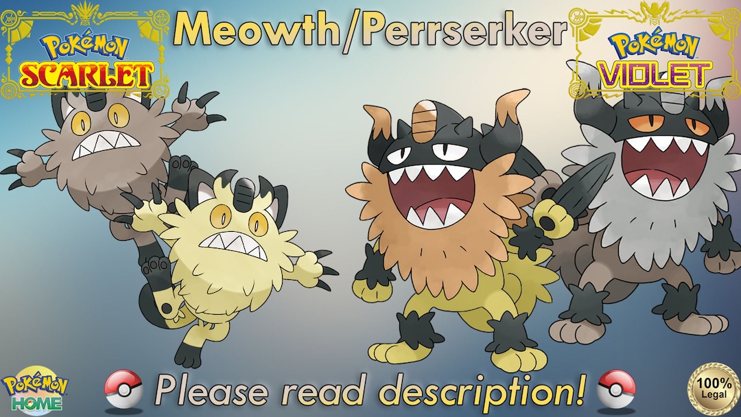 Shiny/non-shiny Galarian Meowth/perrserker 6IV Pokémon Scarlet/violet ...