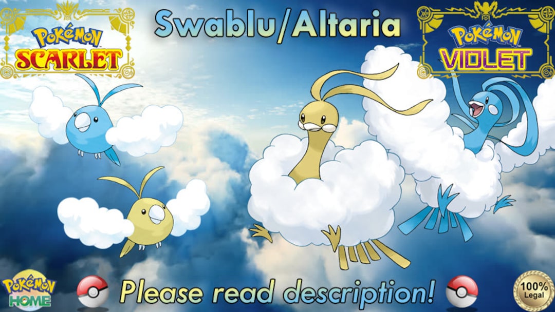 Shiny/non-shiny Swablu/altaria 6IV Pokémon Scarlet/violet - Etsy Australia