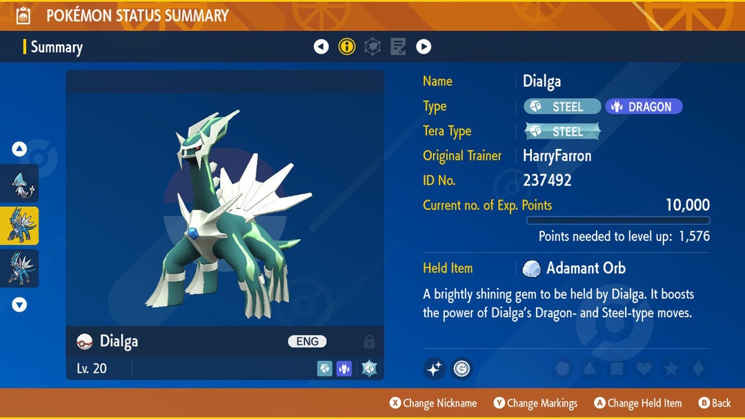 Shiny/non-shiny Dialga 6IV Pokémon Scarlet/violet 100% Legal - Etsy