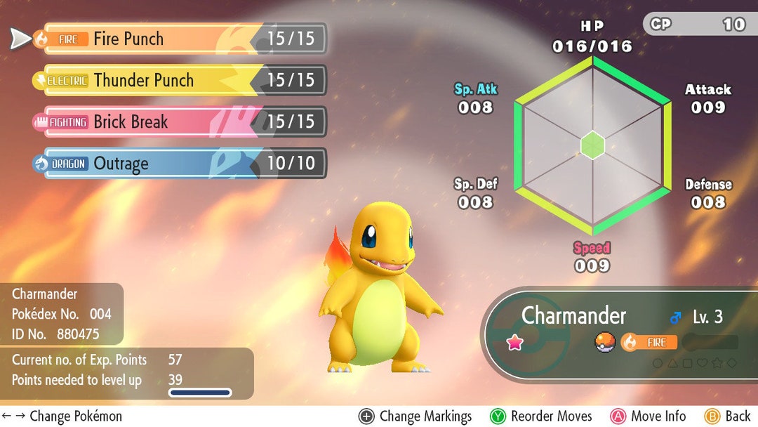 Shiny/non-shiny Charmander/charizard 6IV XL - Pokémon Let's Go Pikachu ...