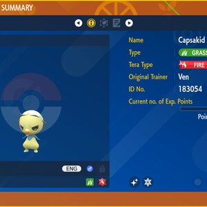 Shiny/non-shiny Capsakid/scovillain 6IV Pokémon Scarlet/violet 100% ...