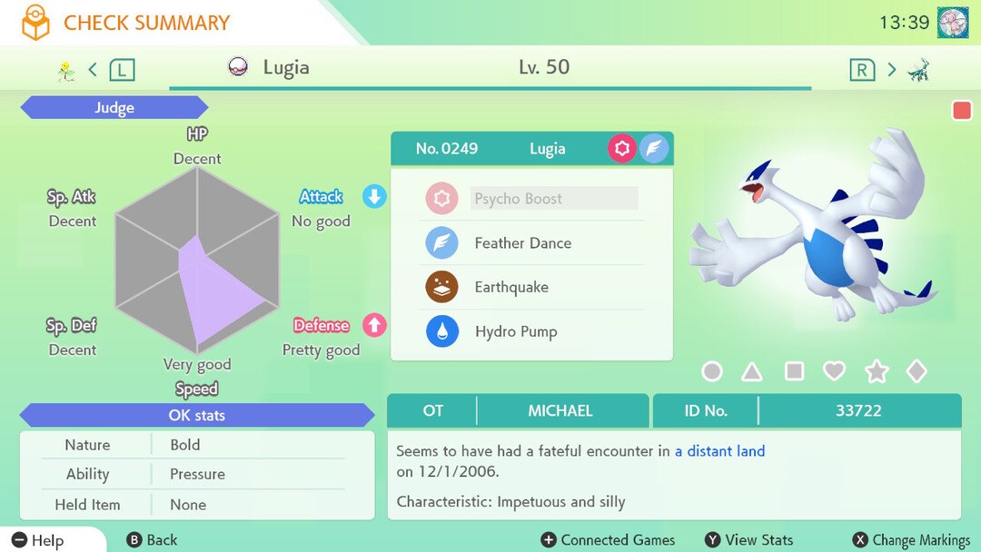 Purified Shadow Lugia from Pokémon XD Gale of Darkness NGC 100% Legal ...