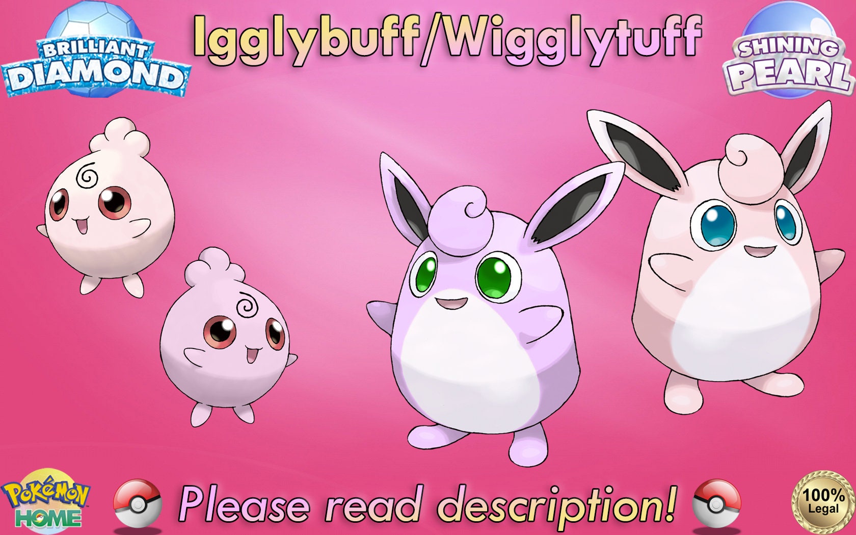 Shiny/non-shiny Igglybuff/wigglytuff 6IV Brilliant - Etsy