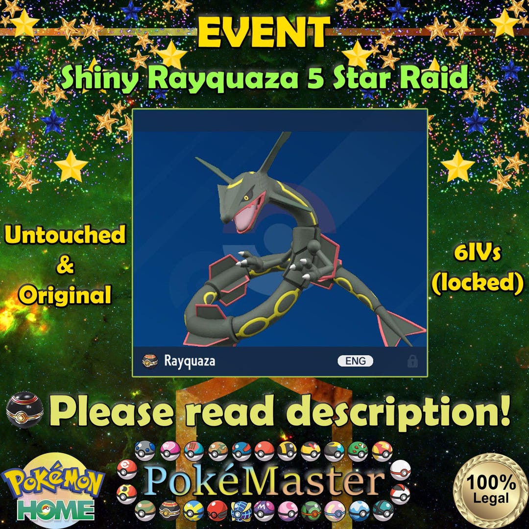 Shiny Rayquaza 5 Star Raid EVENT 6IV - Pokémon Scarlet/violet HOME (100 ...