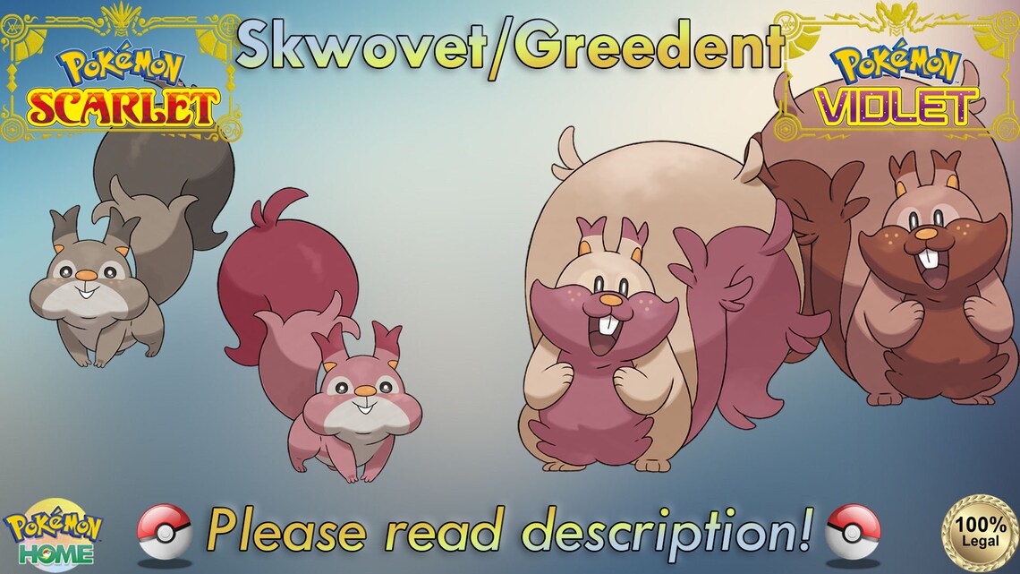 Shiny/non-shiny Skwovet/greedent 6IV Pokémon Scarlet/violet - Etsy
