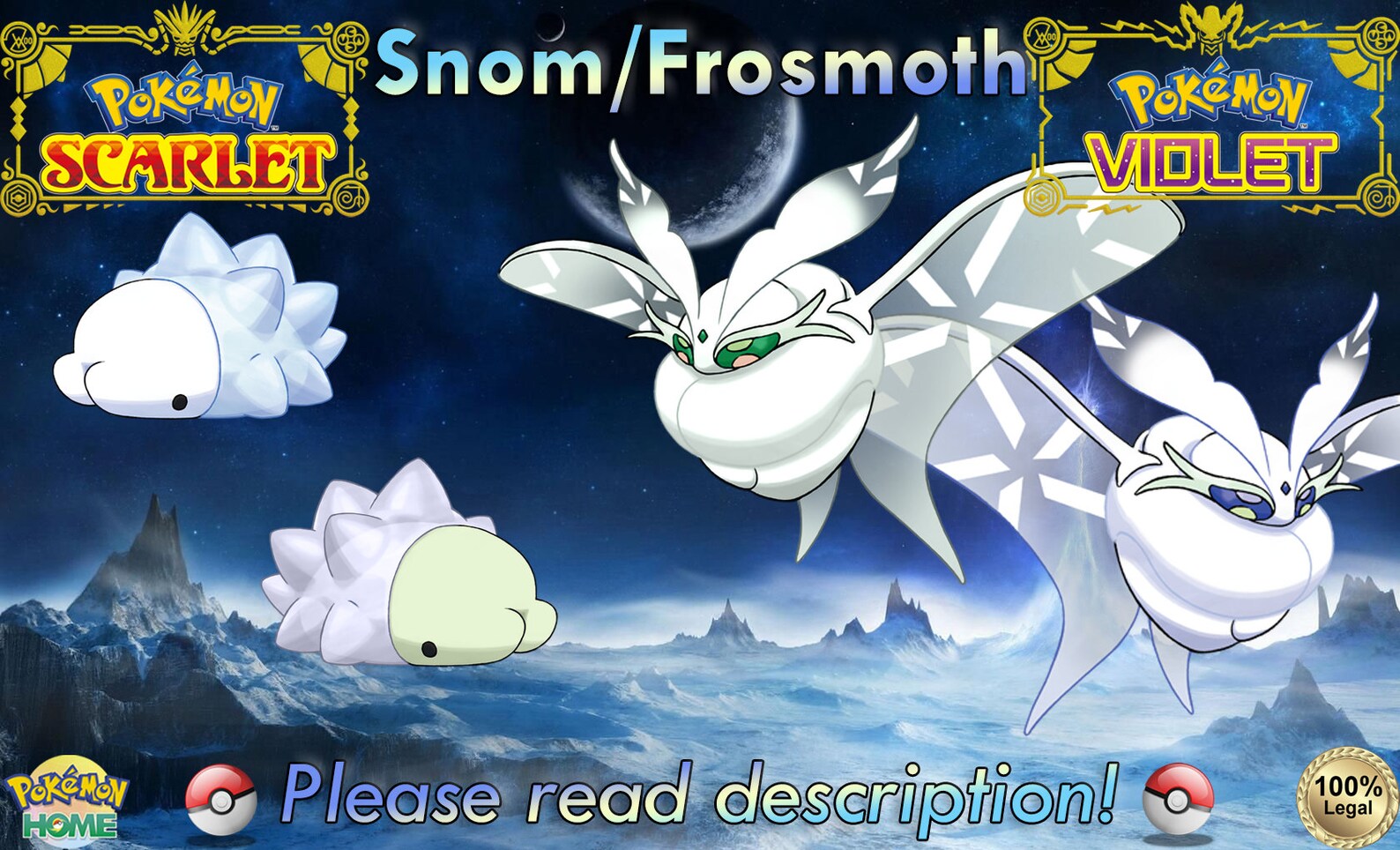 Shiny/non-shiny Snom/frosmoth 6IV Pokémon Scarlet/violet - Etsy