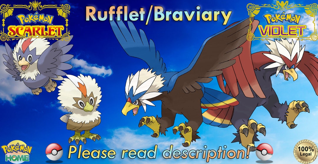 Shiny/non-shiny Rufflet/braviary 6IV Pokémon Scarlet/violet 100% Legal ...