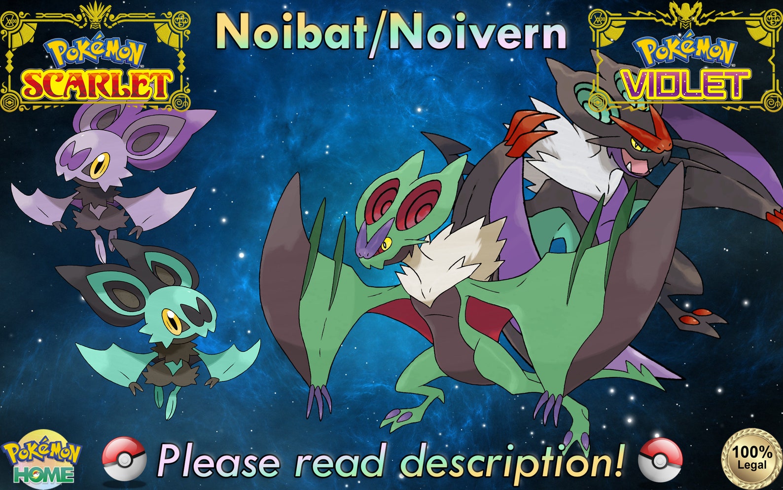 Shiny/non-shiny Noibat/noivern 6IV Pokémon Scarlet/violet - Etsy