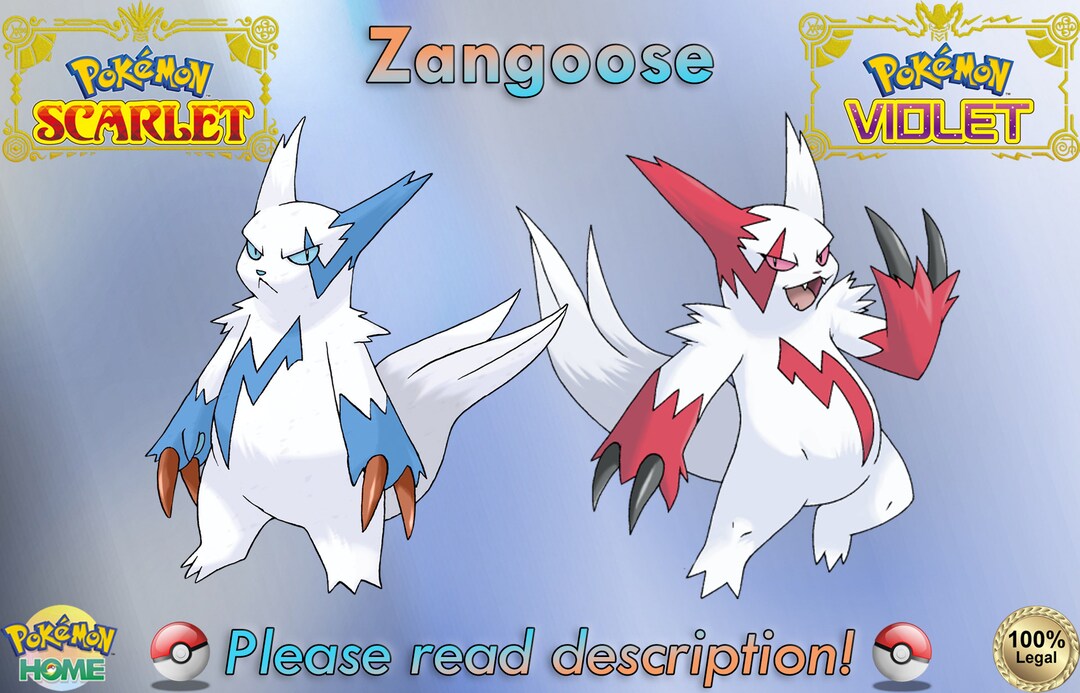 Shiny/non-shiny Zangoose 6IV Pokémon Scarlet/violet 100% - Etsy