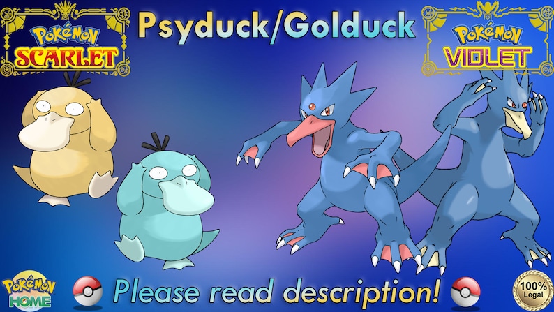 Shiny/non-shiny Psyduck/golduck 6IV Pokémon Scarlet/violet - Etsy