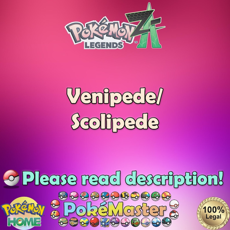 Shiny Non-shiny Alpha Venipede Scolipede 6IV - Pokémon Legends: Z-A ...