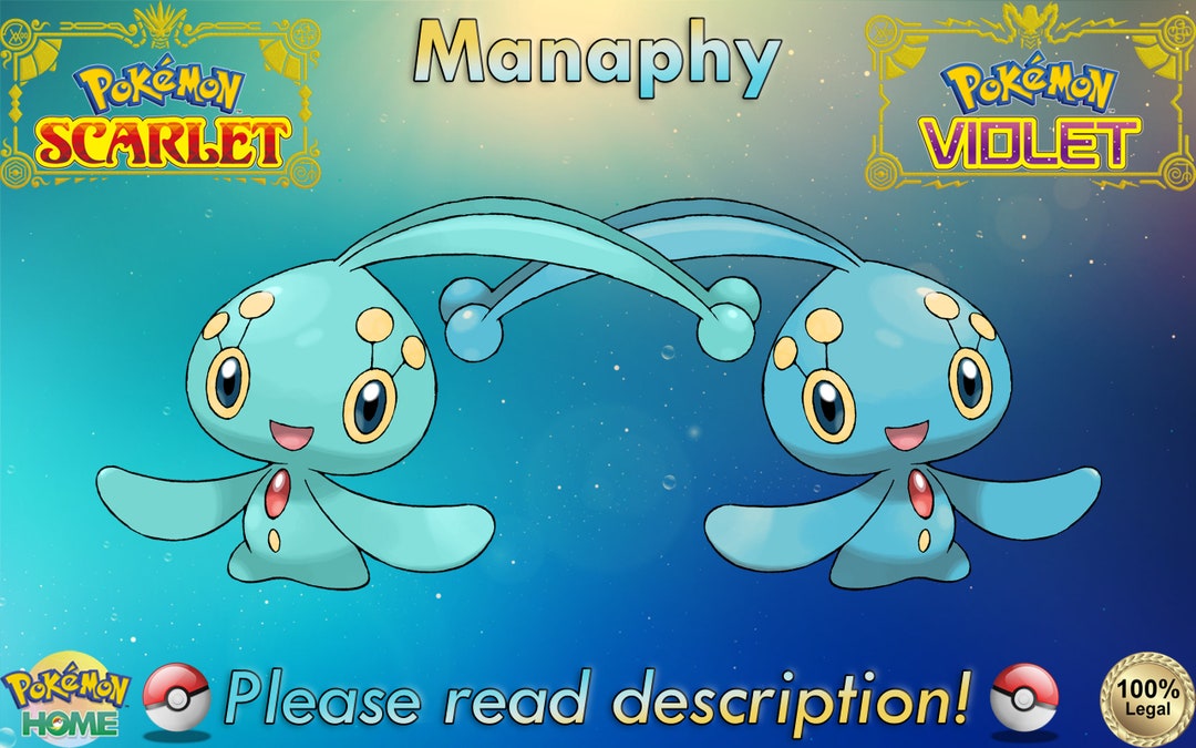 Shiny/non-shiny Manaphy 6IV Pokémon Scarlet/violet 100% - Etsy