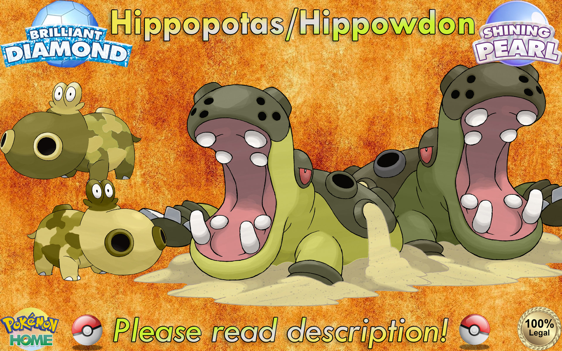 Shiny/non-shiny Hippopotas/hippowdon 6IV Brilliant - Etsy