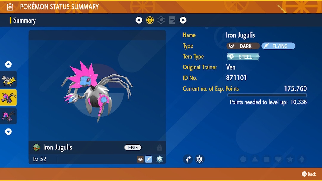 Shiny/non-shiny Iron Jugulis Future Paradox 6IV - Pokémon Scarlet ...