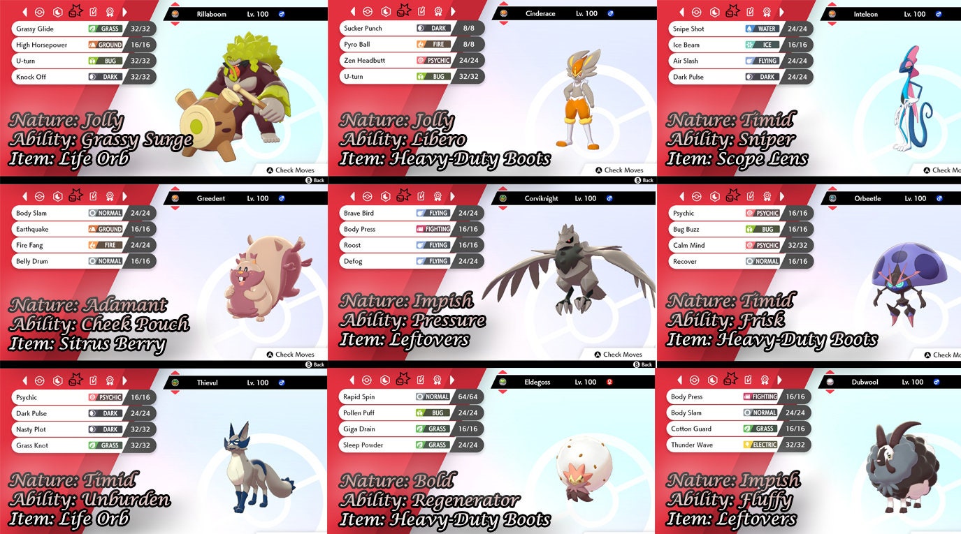 Shiny Gen 8 Competitive Battle Ready Pokemon Sword/Shield | Etsy