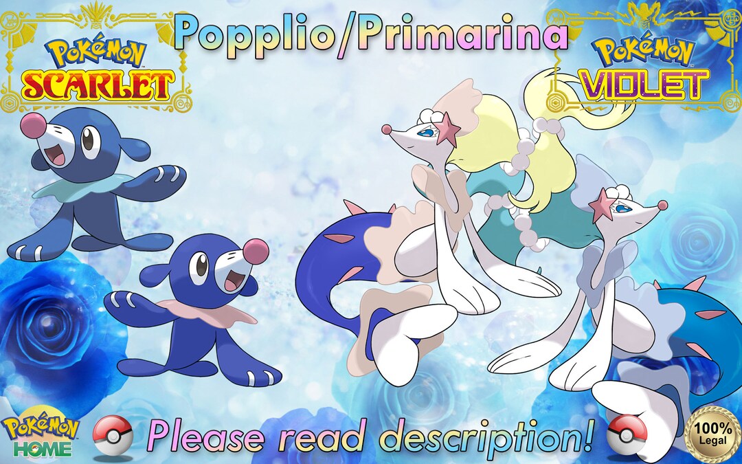 Shiny/non-shiny Popplio/primarina 6IV Pokémon Scarlet/violet 100% Legal - Etsy