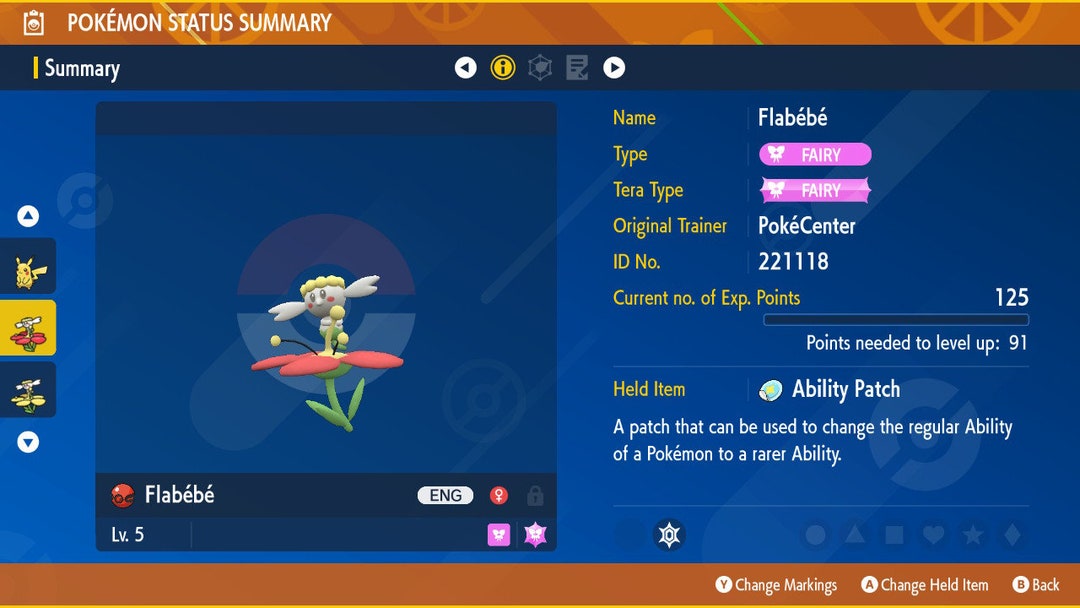 Flabébé Pokémon Center Birthday EVENT 6IV - Scarlet/violet HOME (100% ...