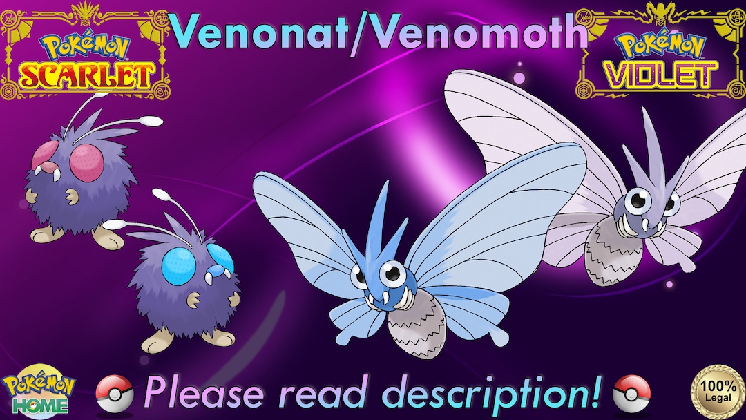 Shiny/non-shiny Venonat/venomoth 6IV Pokémon Scarlet/violet - Etsy