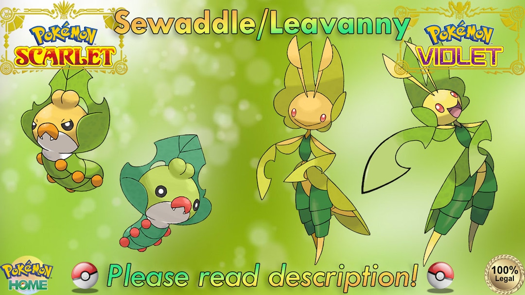 Shiny/non-shiny Sewaddle/leavanny 6IV Pokémon Scarlet/violet - Etsy
