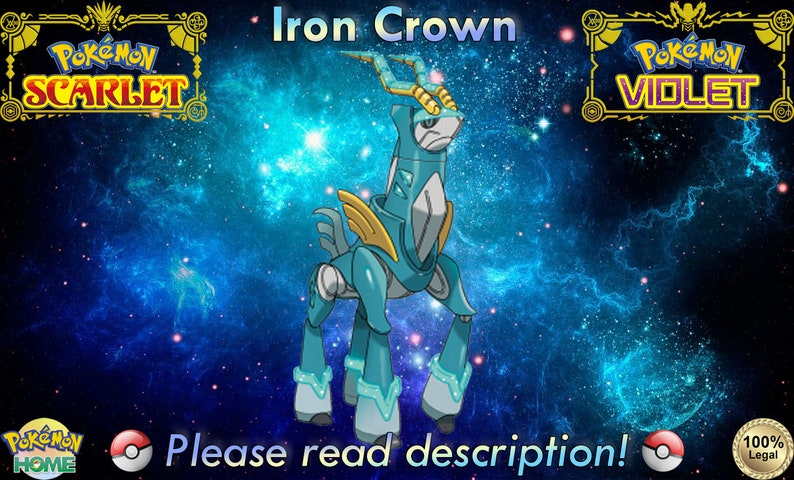 Non-shiny Iron Crown Future Paradox 6IV Pokémon Scarlet/violet 100% ...
