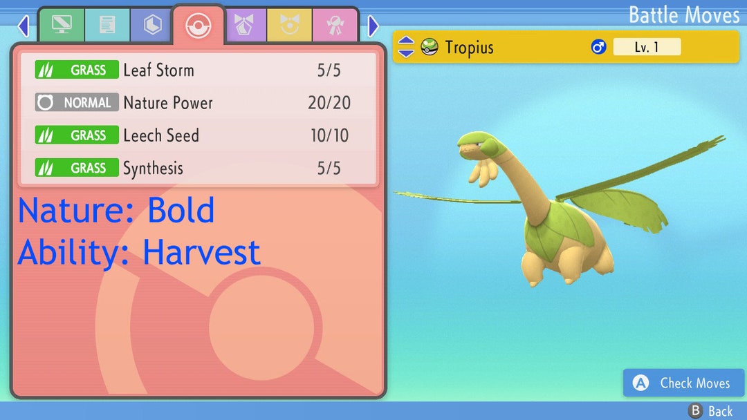 Shiny/non-shiny Tropius 6IV Brilliant Diamond/shining Pearl 100% Legal ...