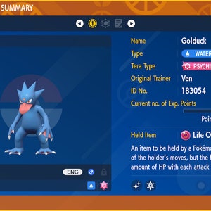 Shiny/non-shiny Psyduck/golduck 6IV Pokémon Scarlet/violet 100% Legal ...