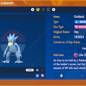 Shiny/non-shiny Psyduck/golduck 6IV Pokémon Scarlet/violet 100% Legal ...