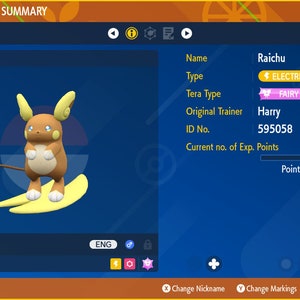 Shiny/non-shiny Alolan Raichu 6IV - Pokémon Scarlet/violet (100% Legal ...