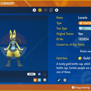 Shiny Lucario EVENT - Pokémon Scarlet/violet Sw/sh HOME (100% Legal) - Etsy