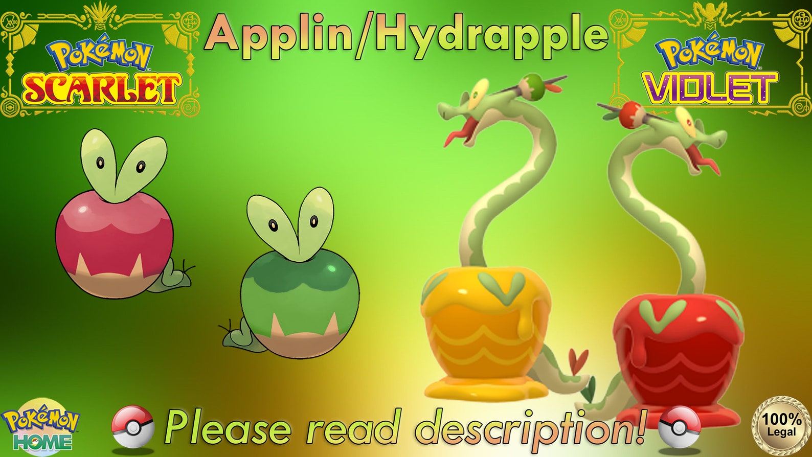 Shiny/non-shiny Applin/hydrapple 6IV Pokémon Scarlet/violet 100% Legal ...
