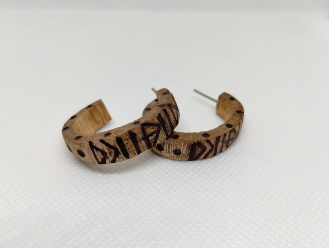 Hand-burned Almond Tree Wood Earrings Handmade - Etsy